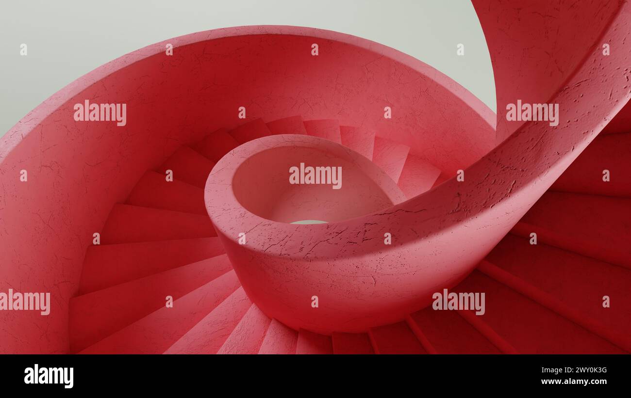 Coral Spiral Staircase: A Dance of Color and Form Stock Photo - Alamy