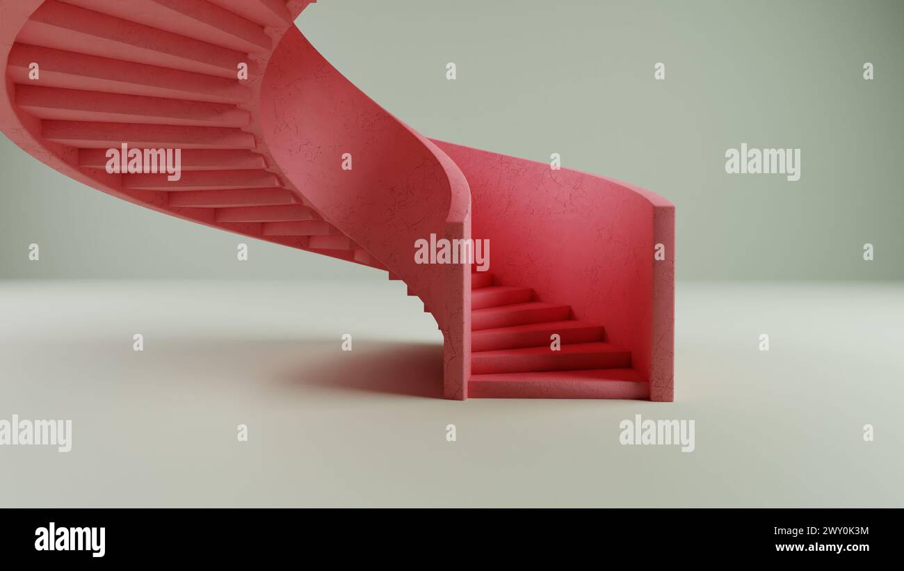 Coral Spiral Staircase: A Dance of Color and Form Stock Photo - Alamy