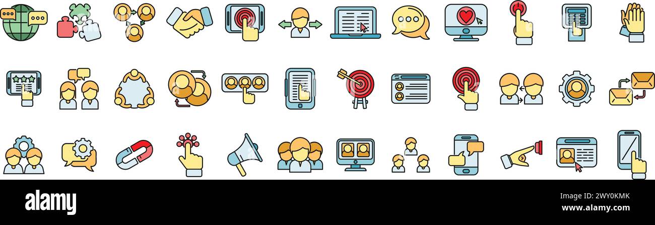 Interaction Icons Set Outline Vector Test Process Ux User Thin Line