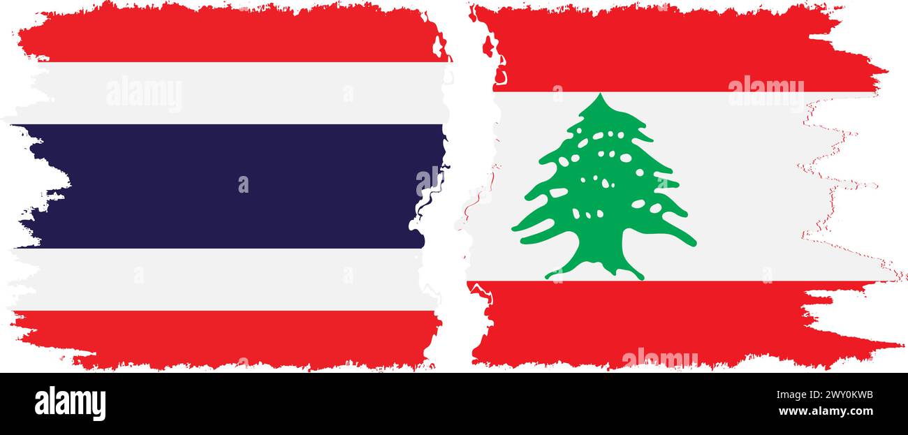 Lebanon and Thailand grunge flags connection, vector Stock Vector Image ...