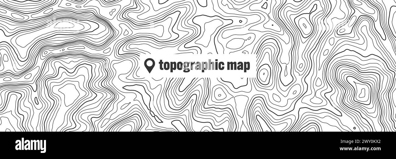 Topographic map with contour lines. Geographic terrain grid, relief ...