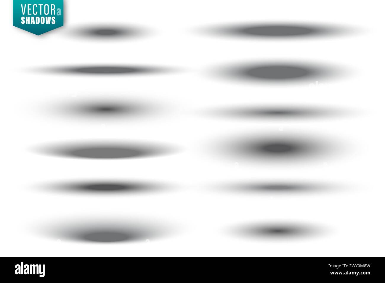 Realistic shadow effect. Round shadows collection isolated on white ...