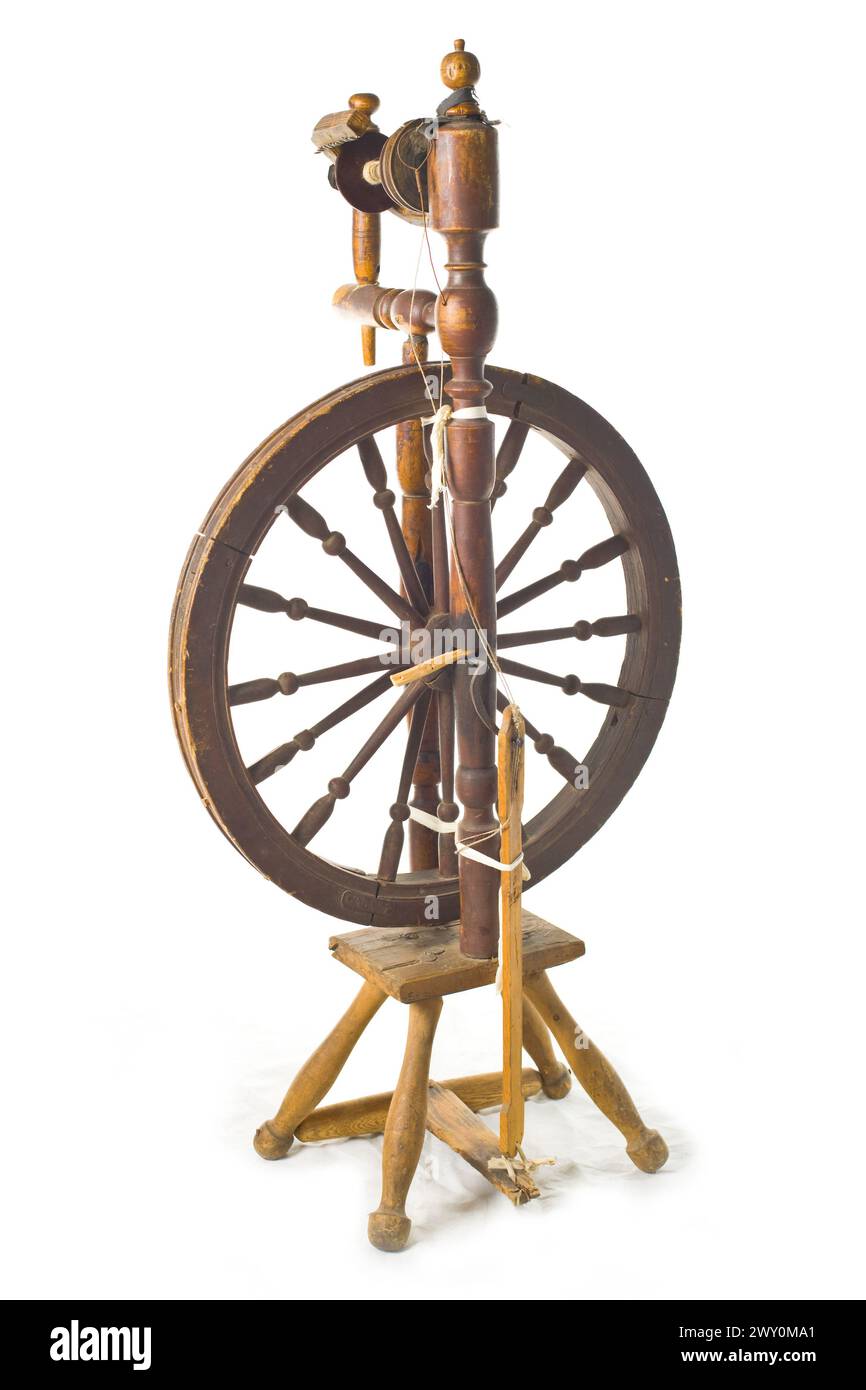 Old antique vintage wooden a distaff Stock Photo - Alamy