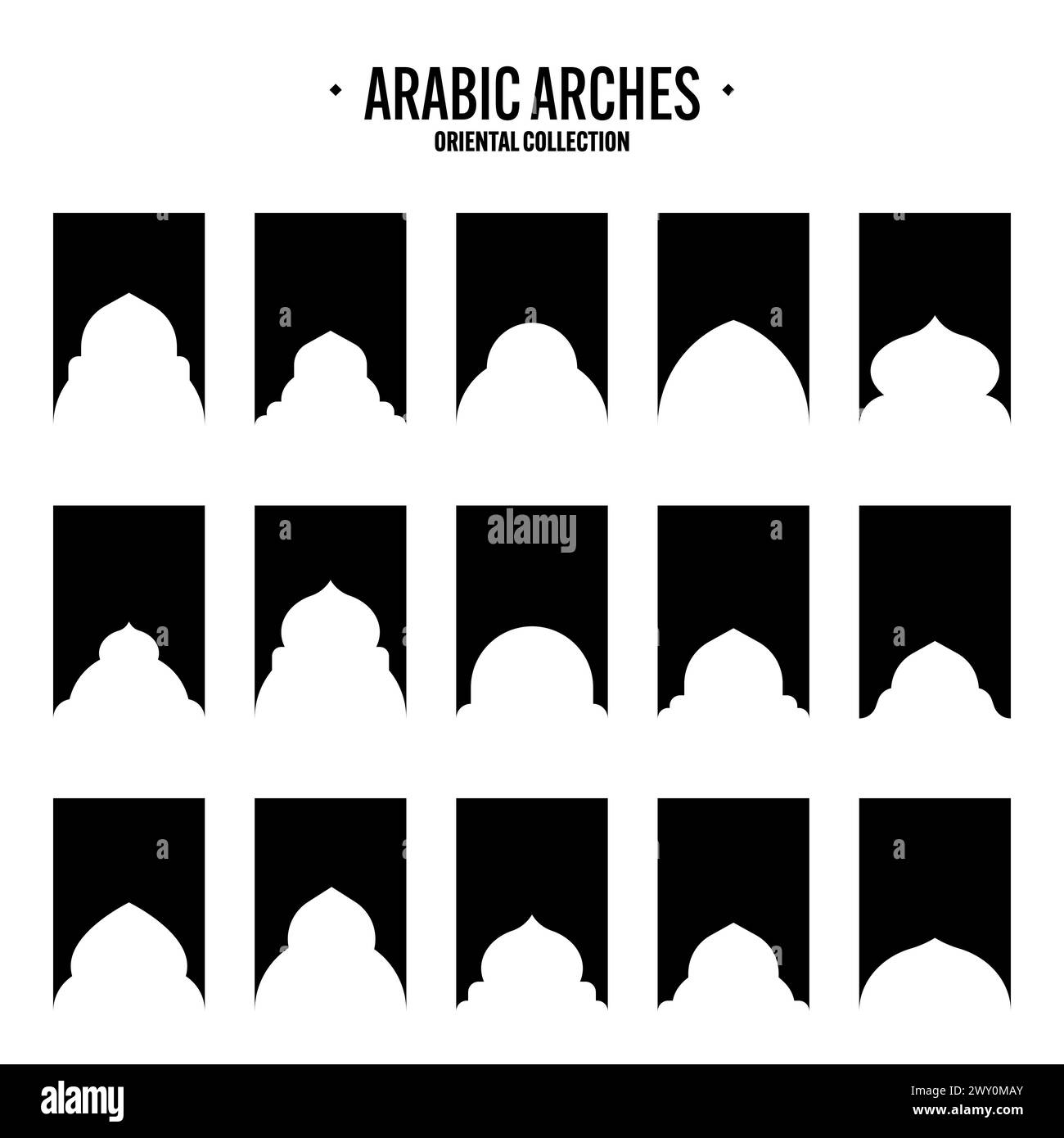 Islamic frames, oriental style objects. Arabic shapes, windows and ...