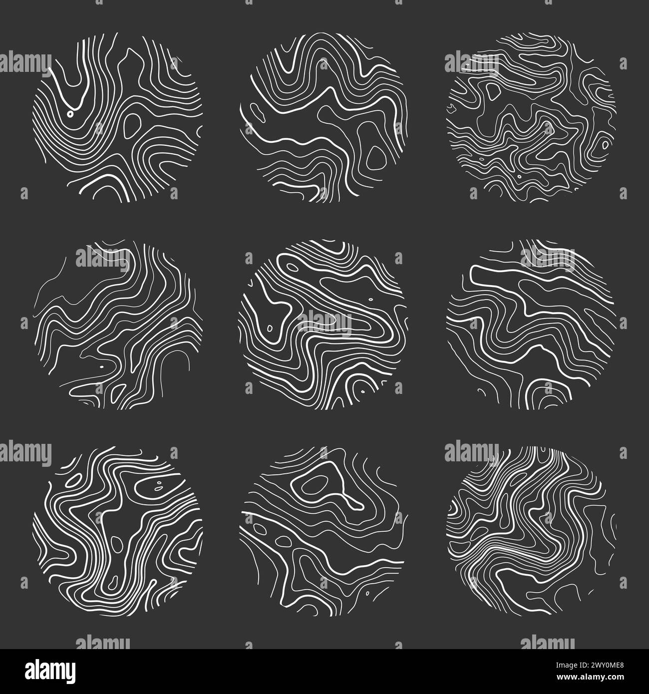 Topographic map with contour lines. Geographic terrain grid, relief ...