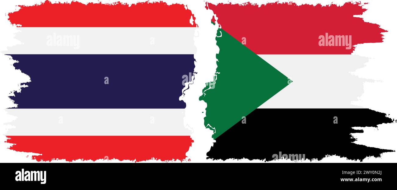 Sudan and Thailand grunge flags connection, vector Stock Vector Image ...