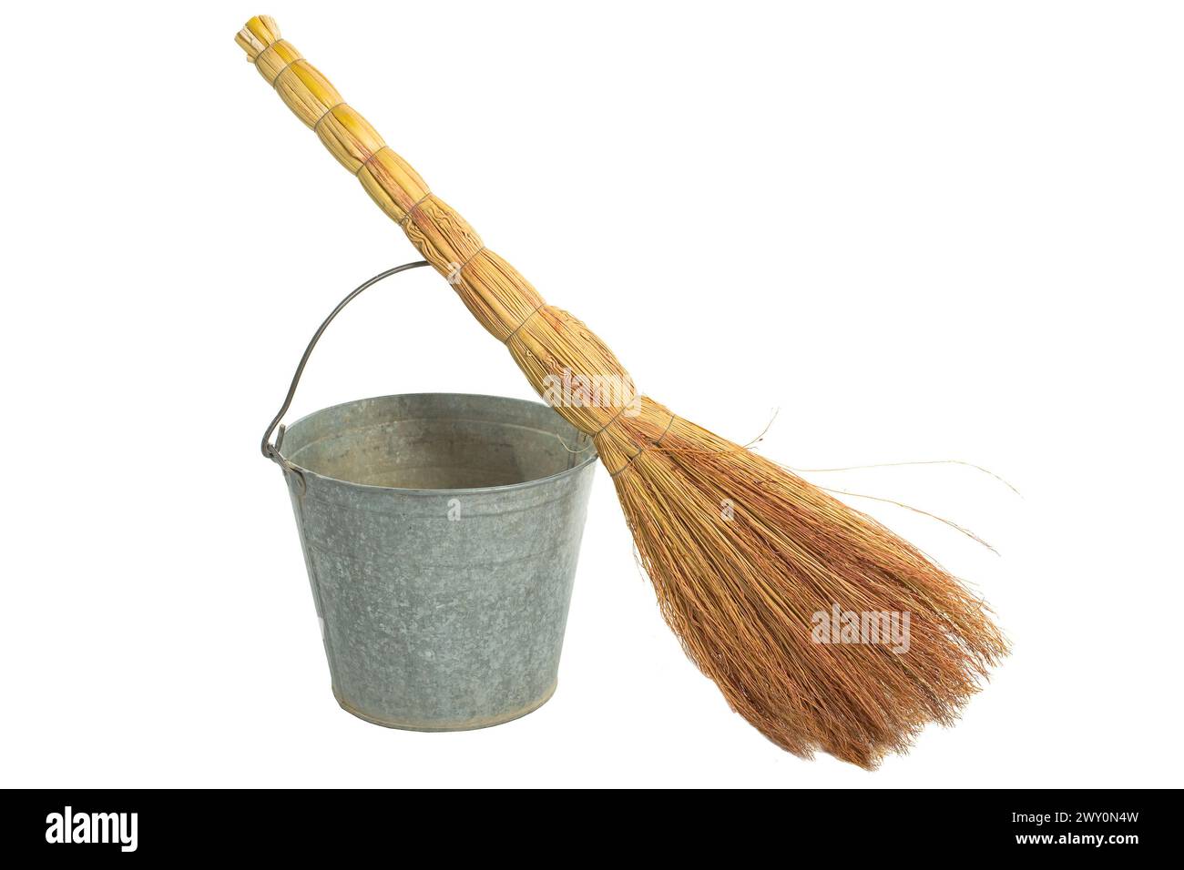 Old vintage traditional bucket, broom Stock Photo - Alamy