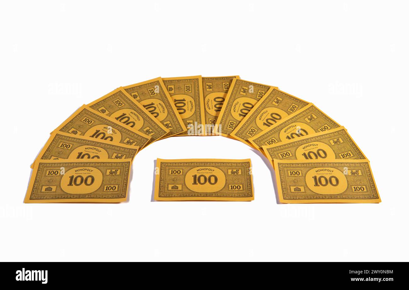 Monopoly Money 100 unit notes., United Kingdom Stock Photo - Alamy