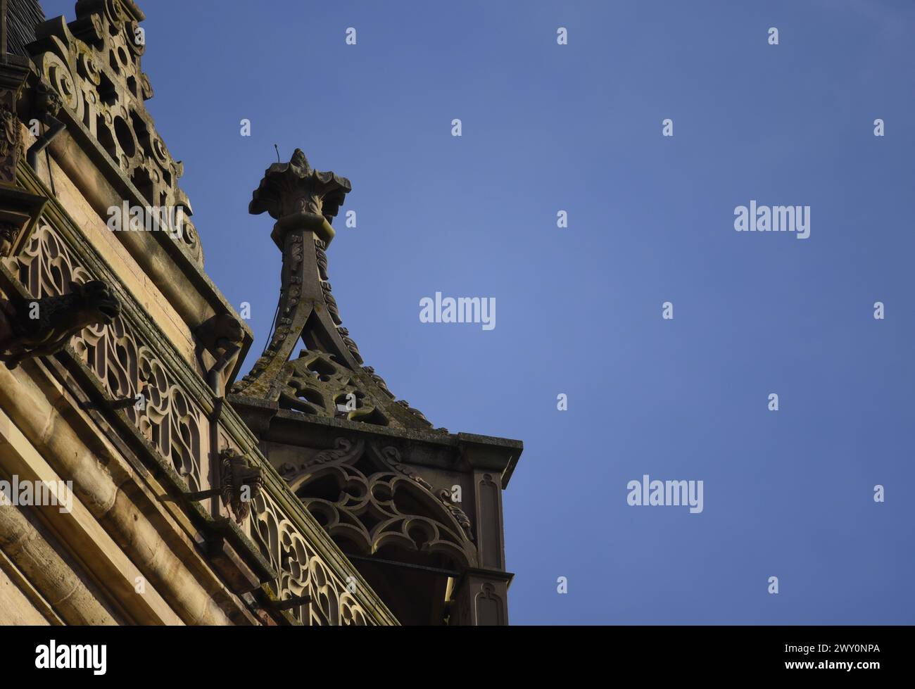 Facade architectural detail of the neo-Renaissance style with Gothic ...