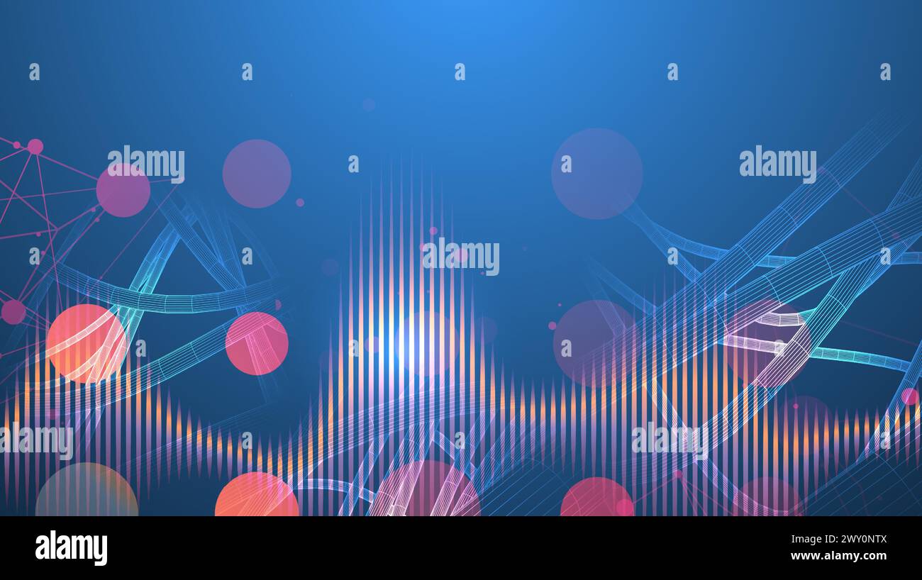 Vector abstract background with a wireframe dynamic pipes, line and ...