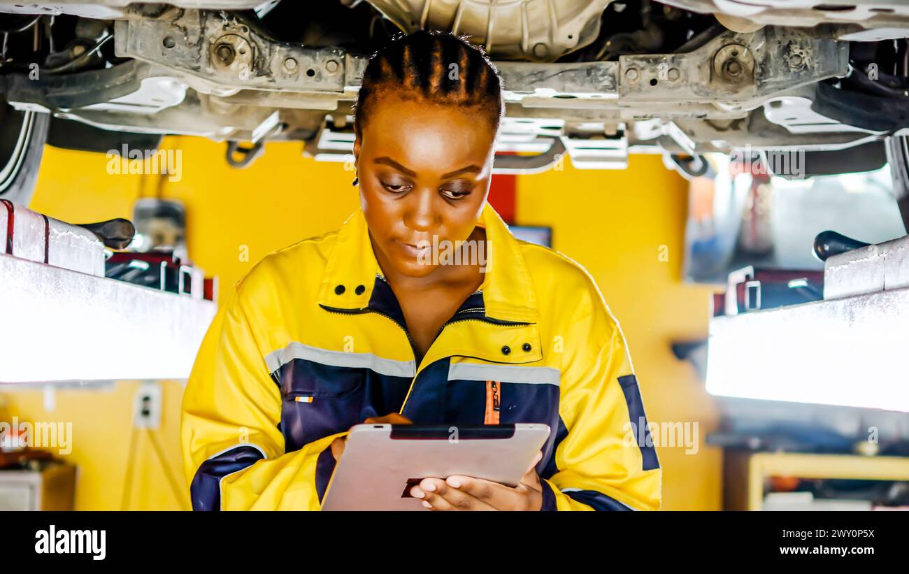 Woman auto mechanic inspecting hi-res stock photography and images - Alamy