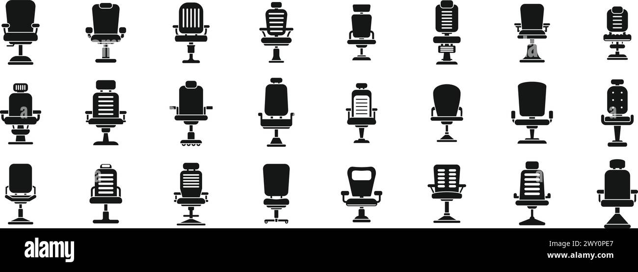 Barber chair icons set simple vector. Salon interior seat. Furniture ...