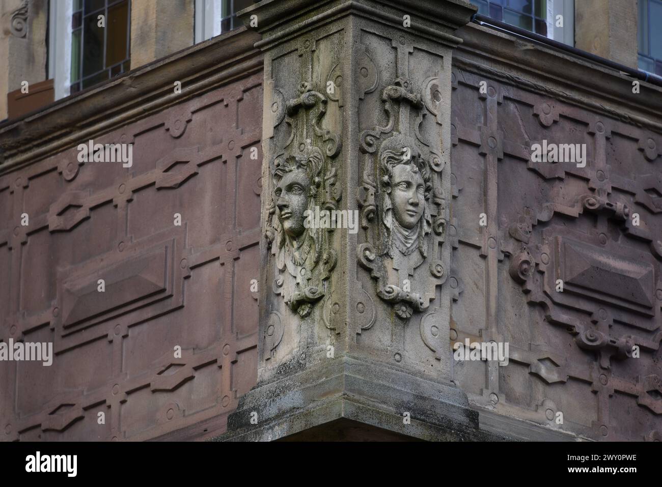 Facade architectural detail of the neo-Renaissance style Town Hall in ...