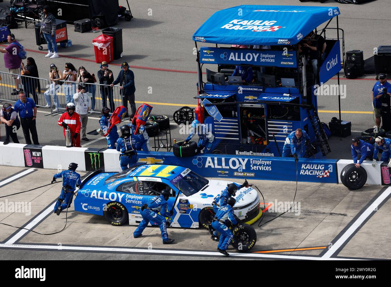 NASCAR Xfinity Series driver, Josh Williams makes a pit stop for the ...