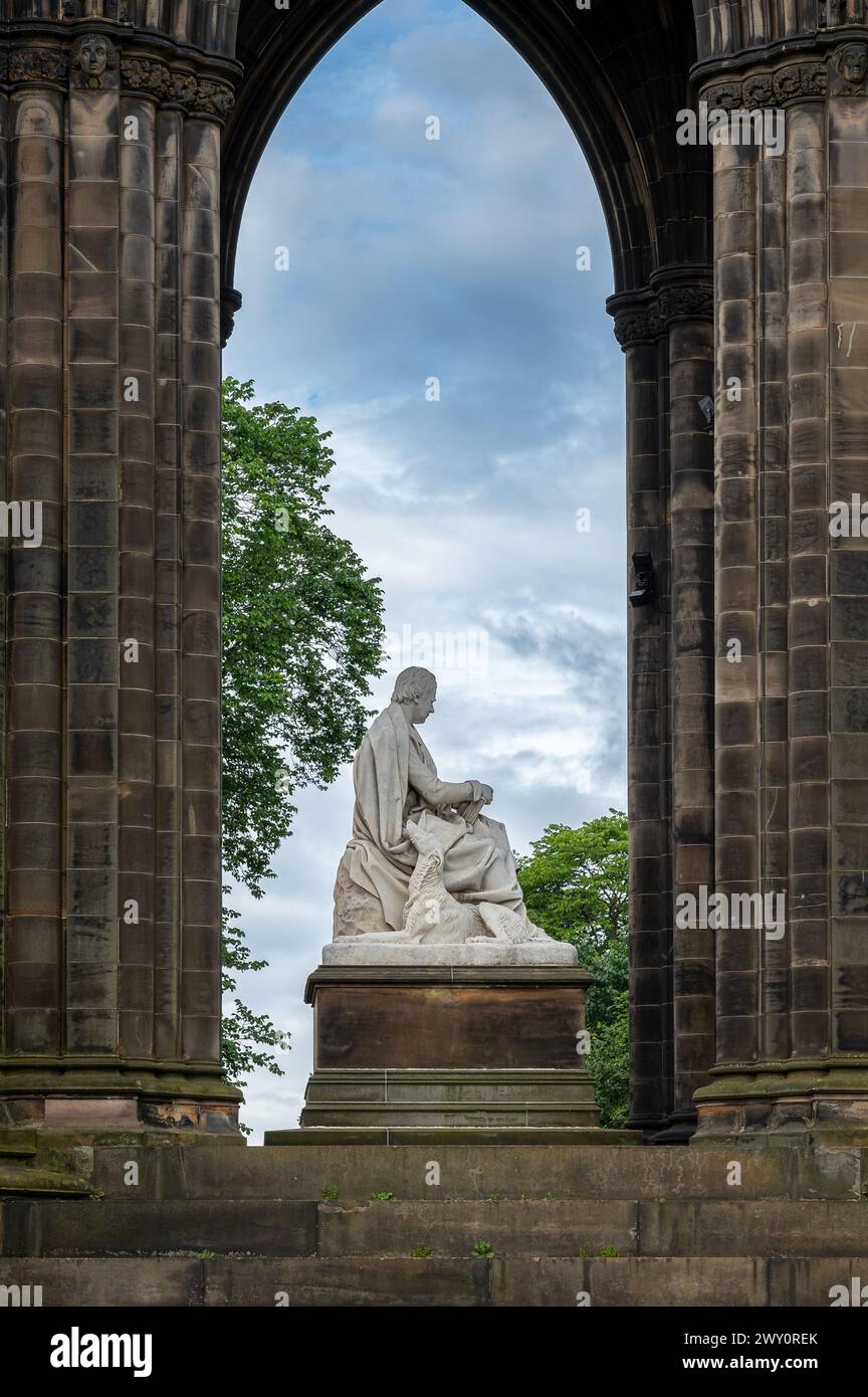 A view of the Sir Walter Scott Monument on Princes Street in Edinburgh ...