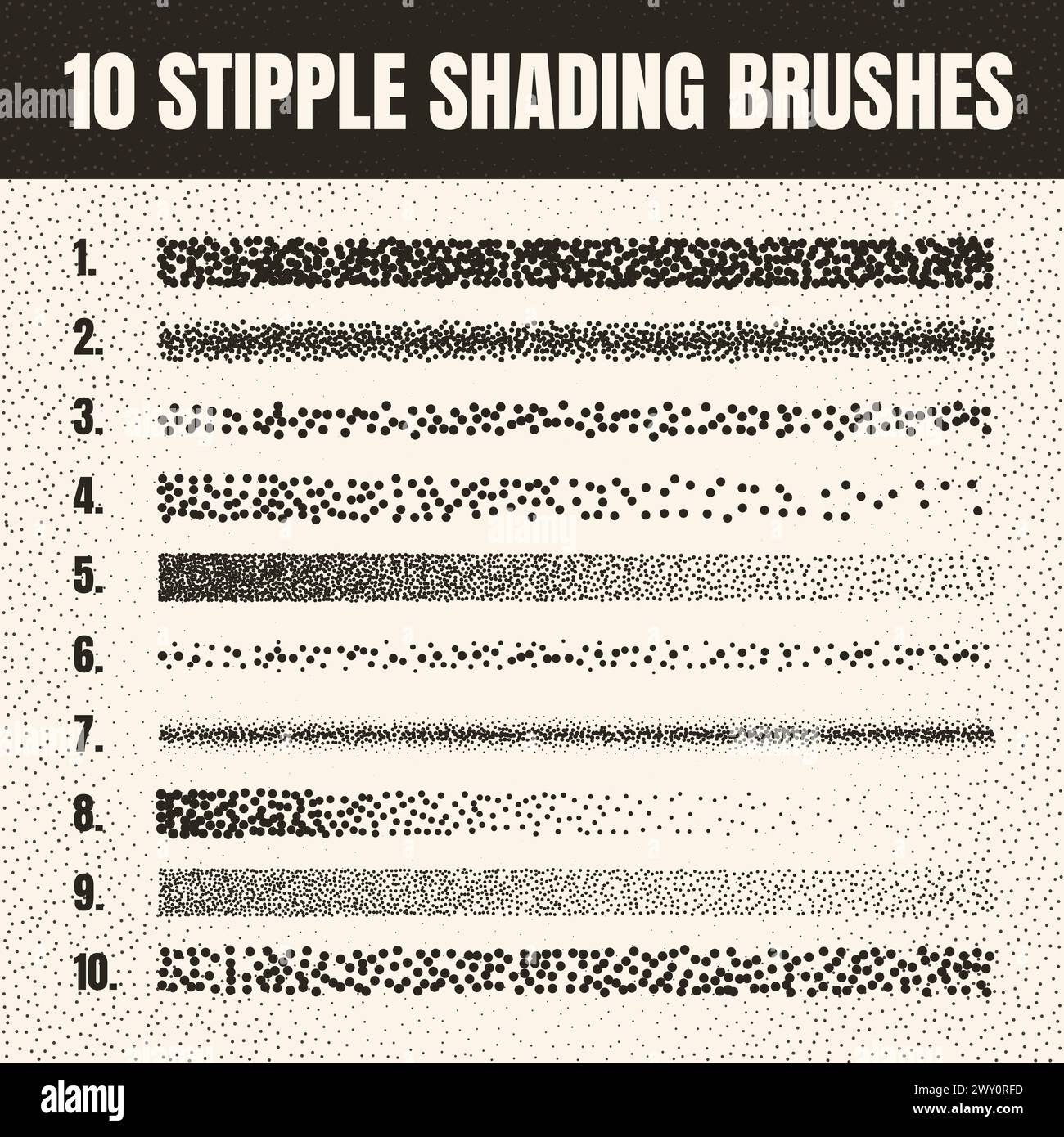 Stipple scatter brush, ink drawing and texturing. Fading gradient ...