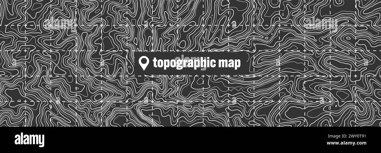 Topographic map with contour lines. Geographic terrain grid, relief ...