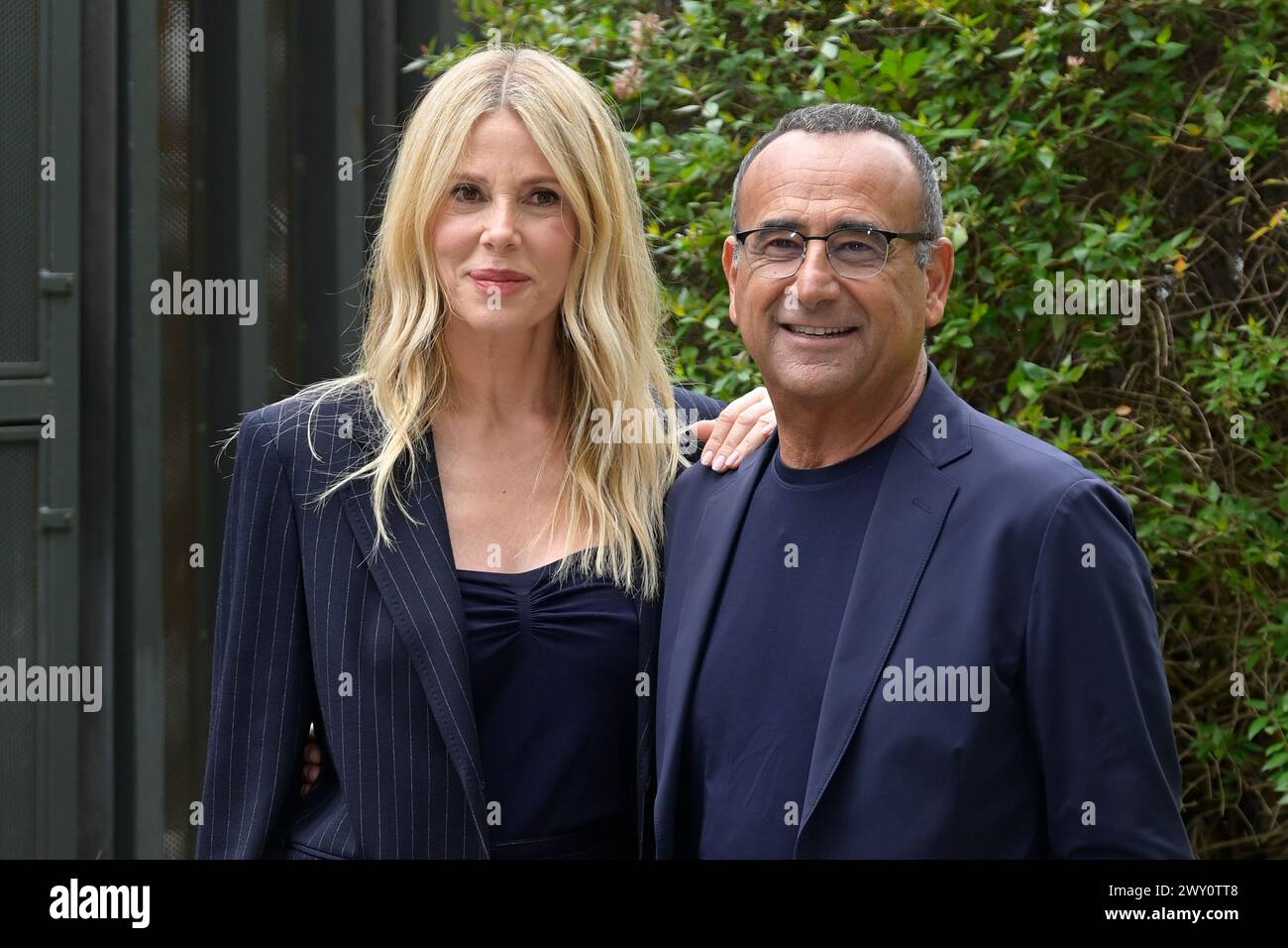 Rome, Italy. 03rd Apr, 2024. Alessia Marcuzzi (L) and Carlo Conti (R ...