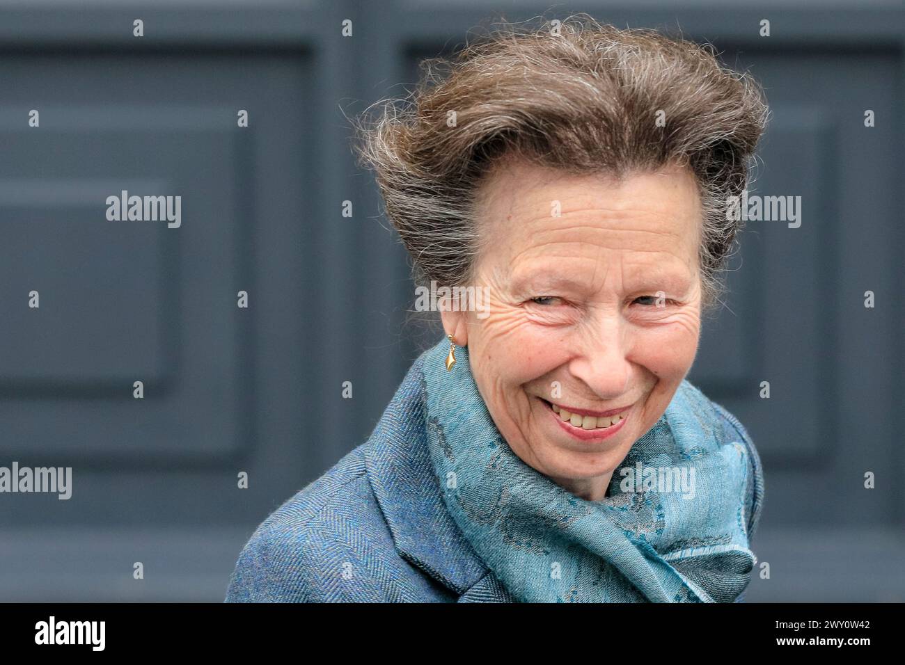 Princess Anne, The Princess Royal smiling, close up of face against ...