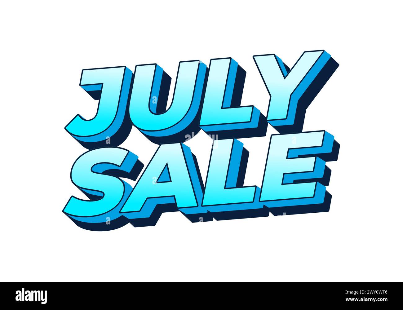 July sale. Text effect design in 3 dimension style and eye catching ...