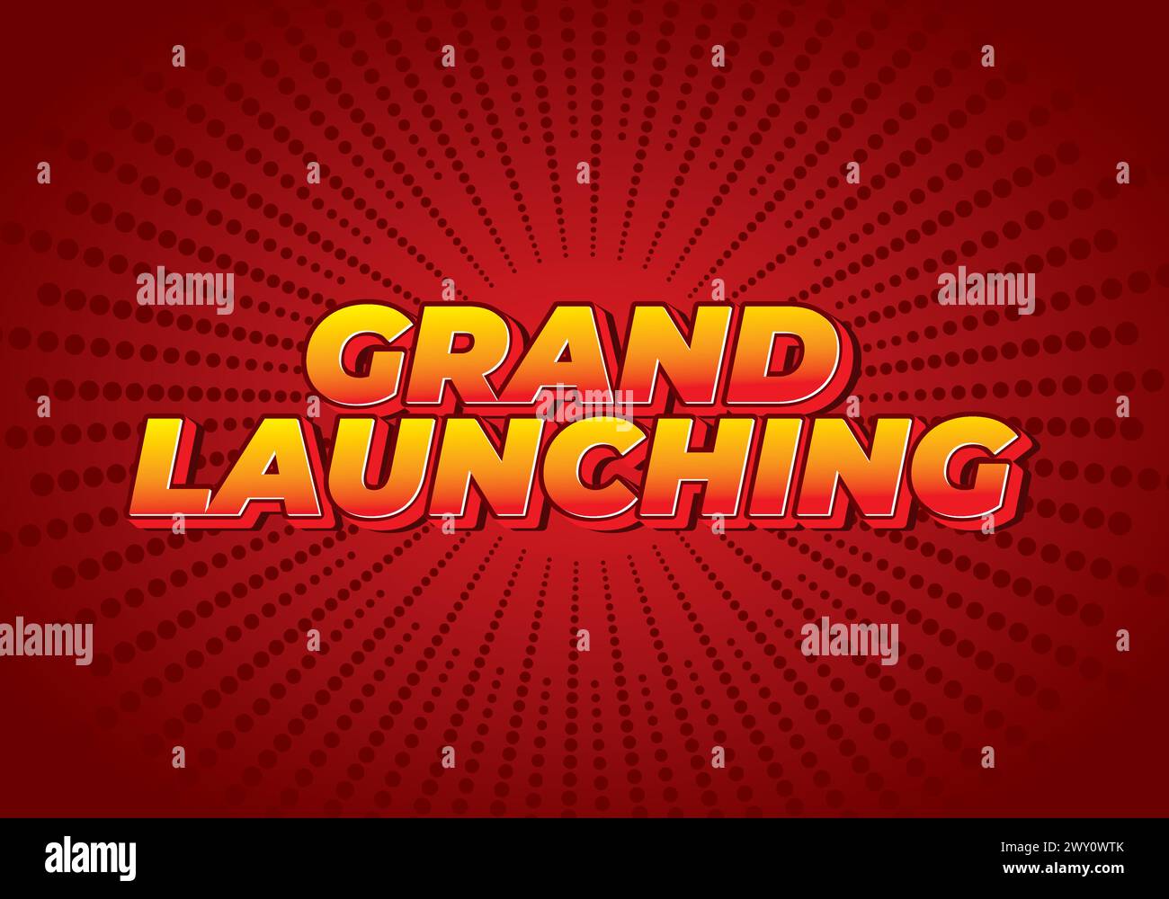Grand launching. Text effect design in yellow red colors Stock Vector ...