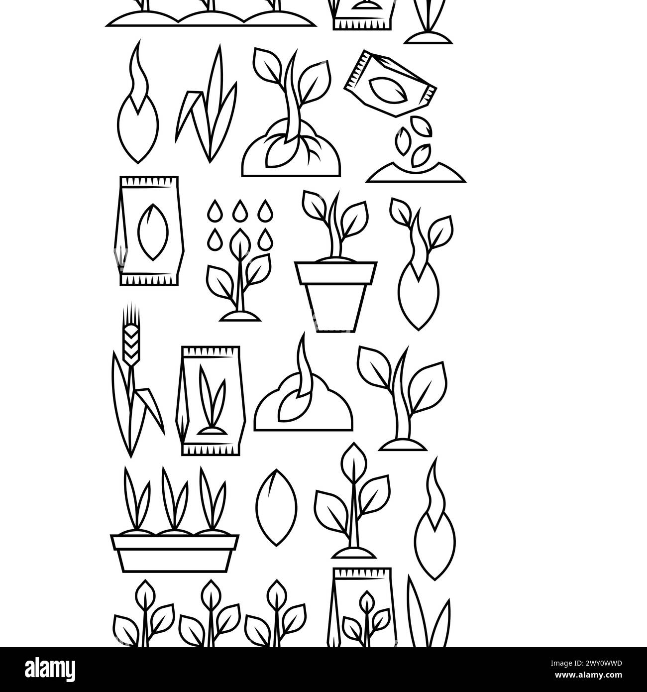 Planting seeds and growing pattern. Agricultural, cultivation and ...