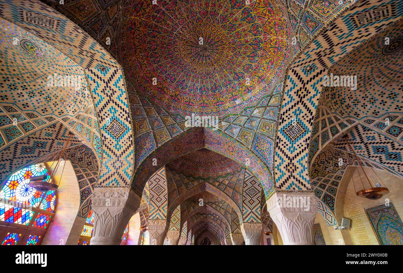Shiraz, Iran - February 29, 2024: The interior of the Nasir al-Mulk ...