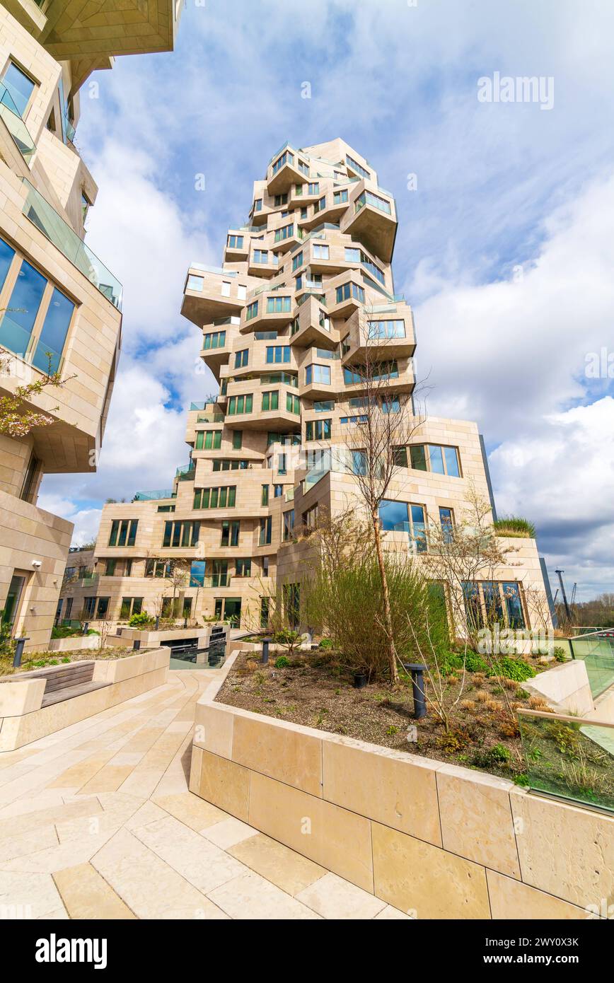 amsterdam, netherlands, 29 march 2024, Mvrdv Valley Towers in the business distric zuid ...