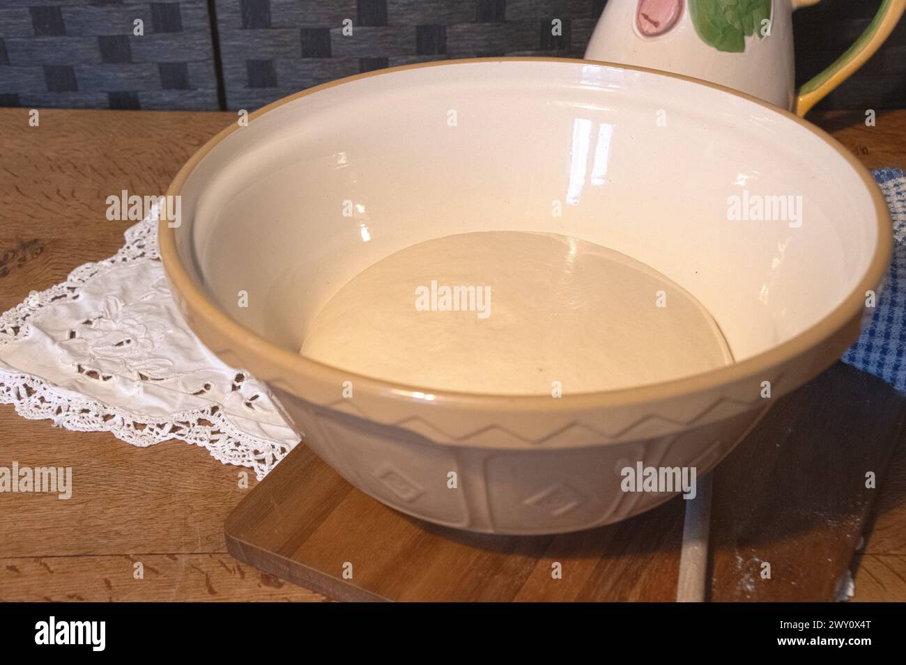 Traditional mixing bowls making bread and cake mixture traditional ...