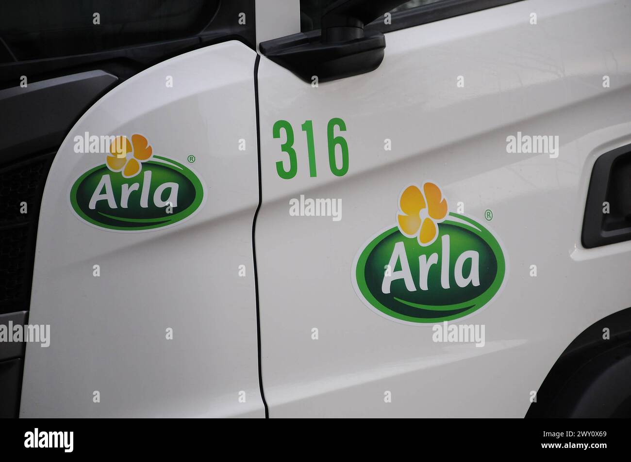 Copenhagen, Denmark /03 April 2024/ Arla dairy food proucts delivery ...