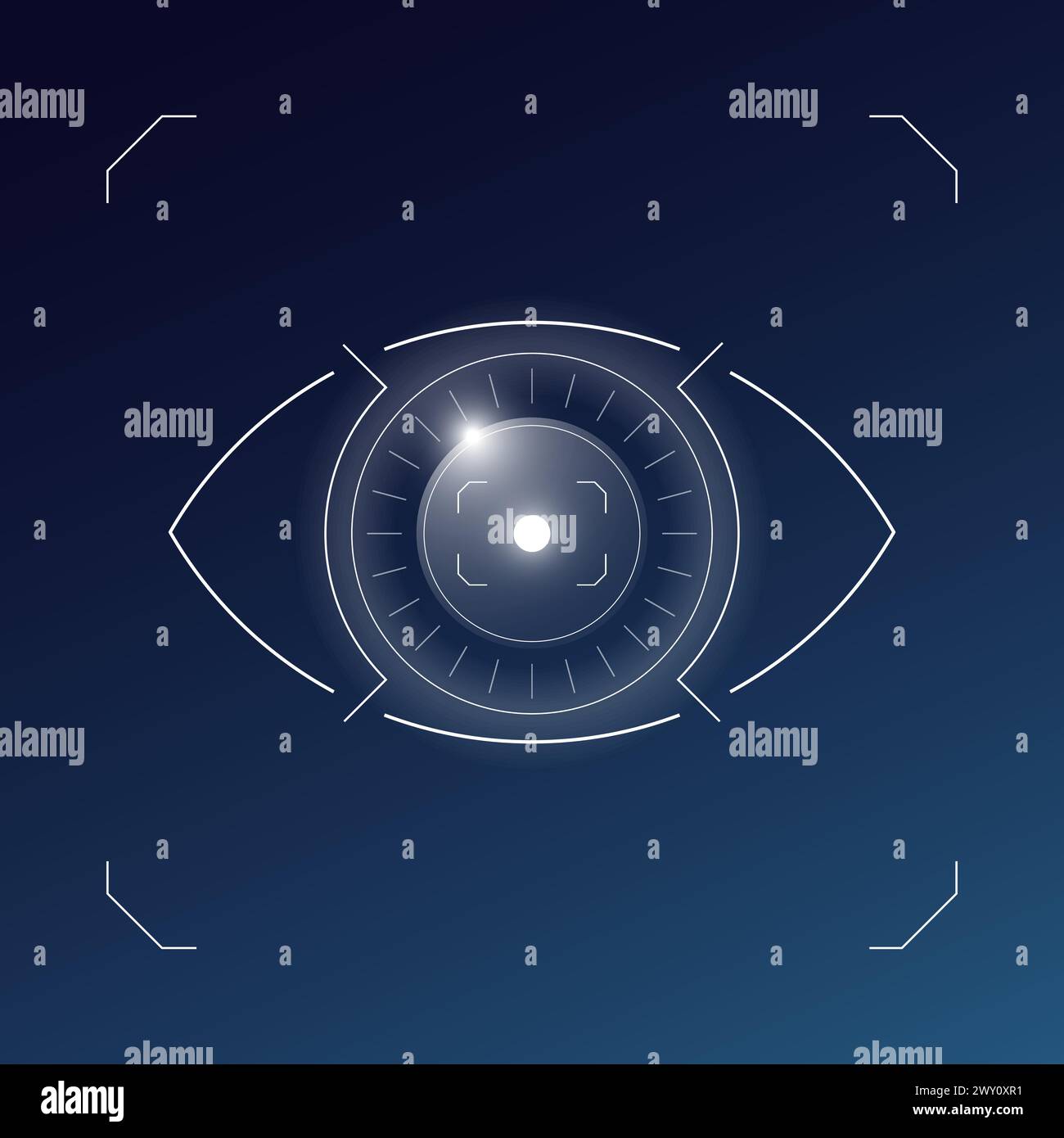 Hud Retinal Recognition Biometric Id Scan Icon Concept User Eye