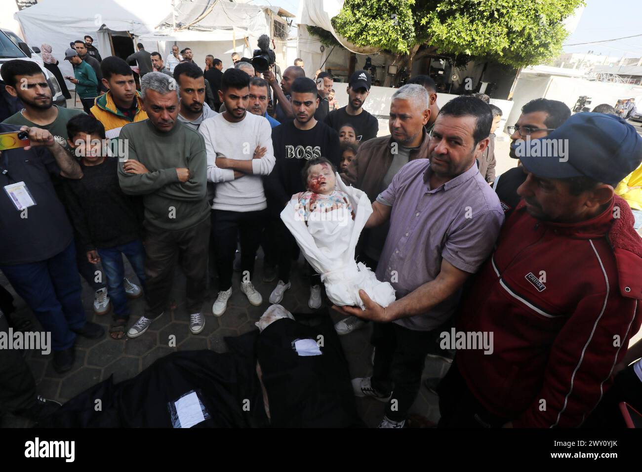 Relatives of the Palestinian baby Mohammad Shaheen, 2 month, died in ...