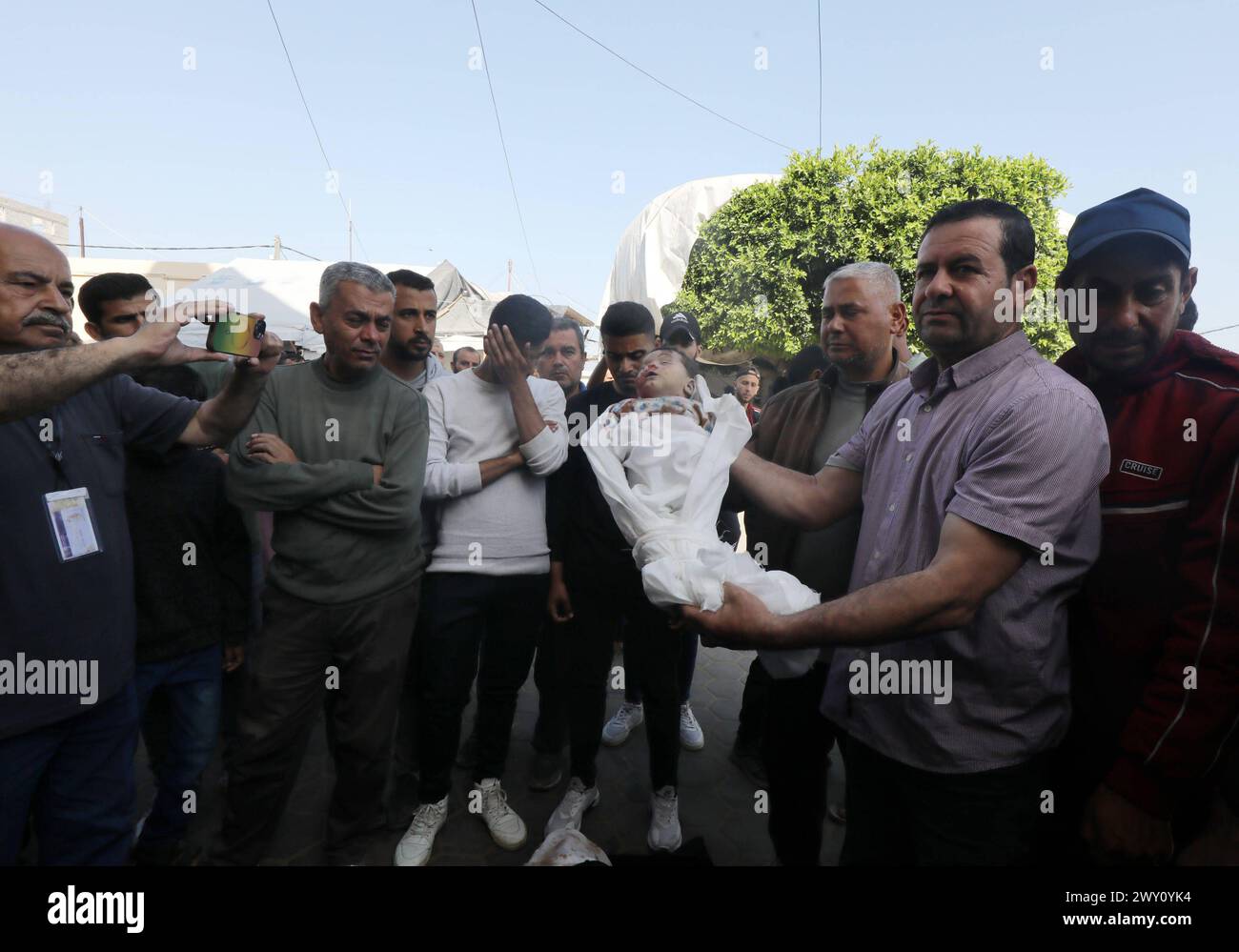 Relatives of the Palestinian baby Mohammad Shaheen, 2 month, died in ...