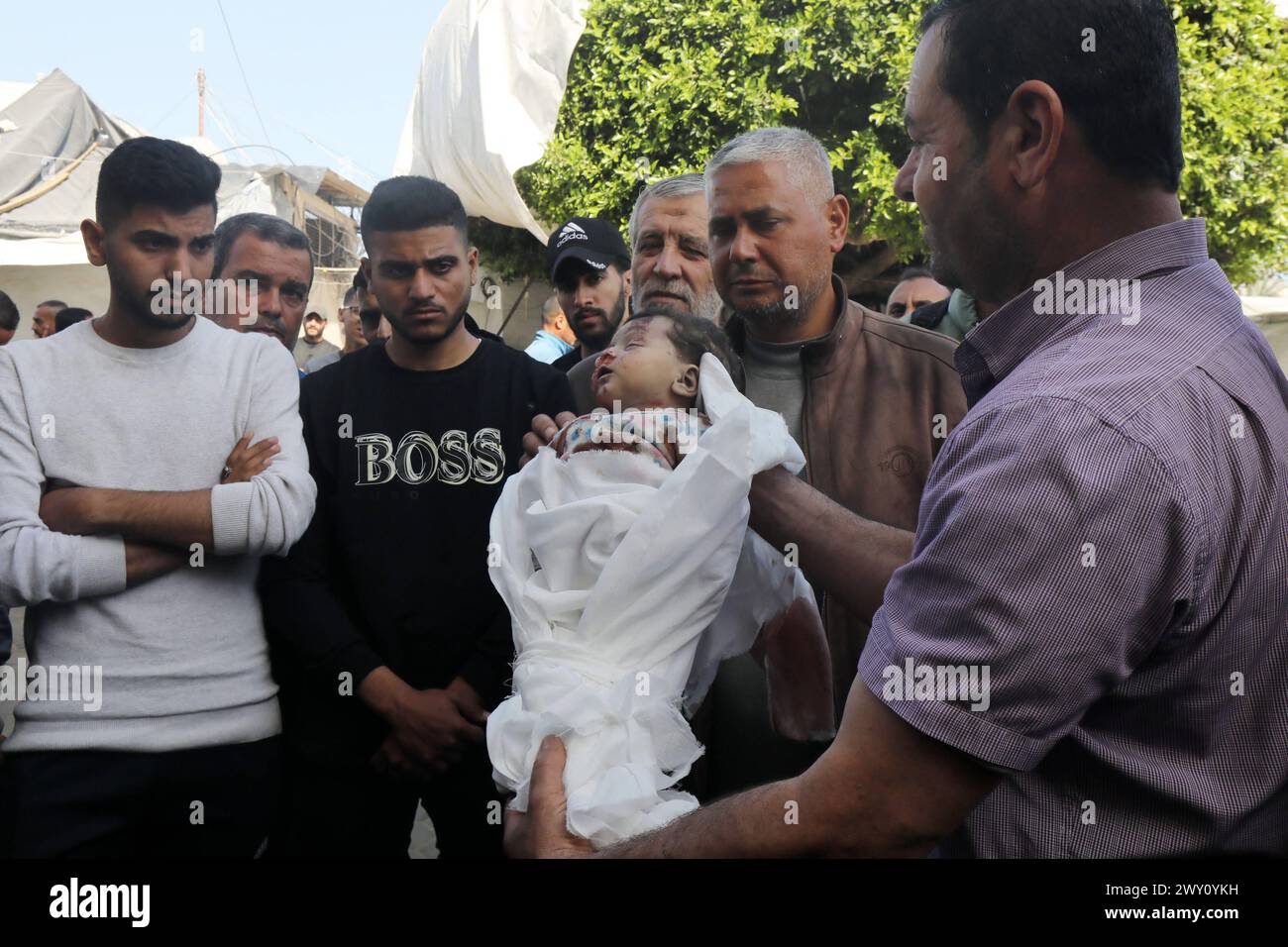 Relatives of the Palestinian baby Mohammad Shaheen, 2 month, died in ...