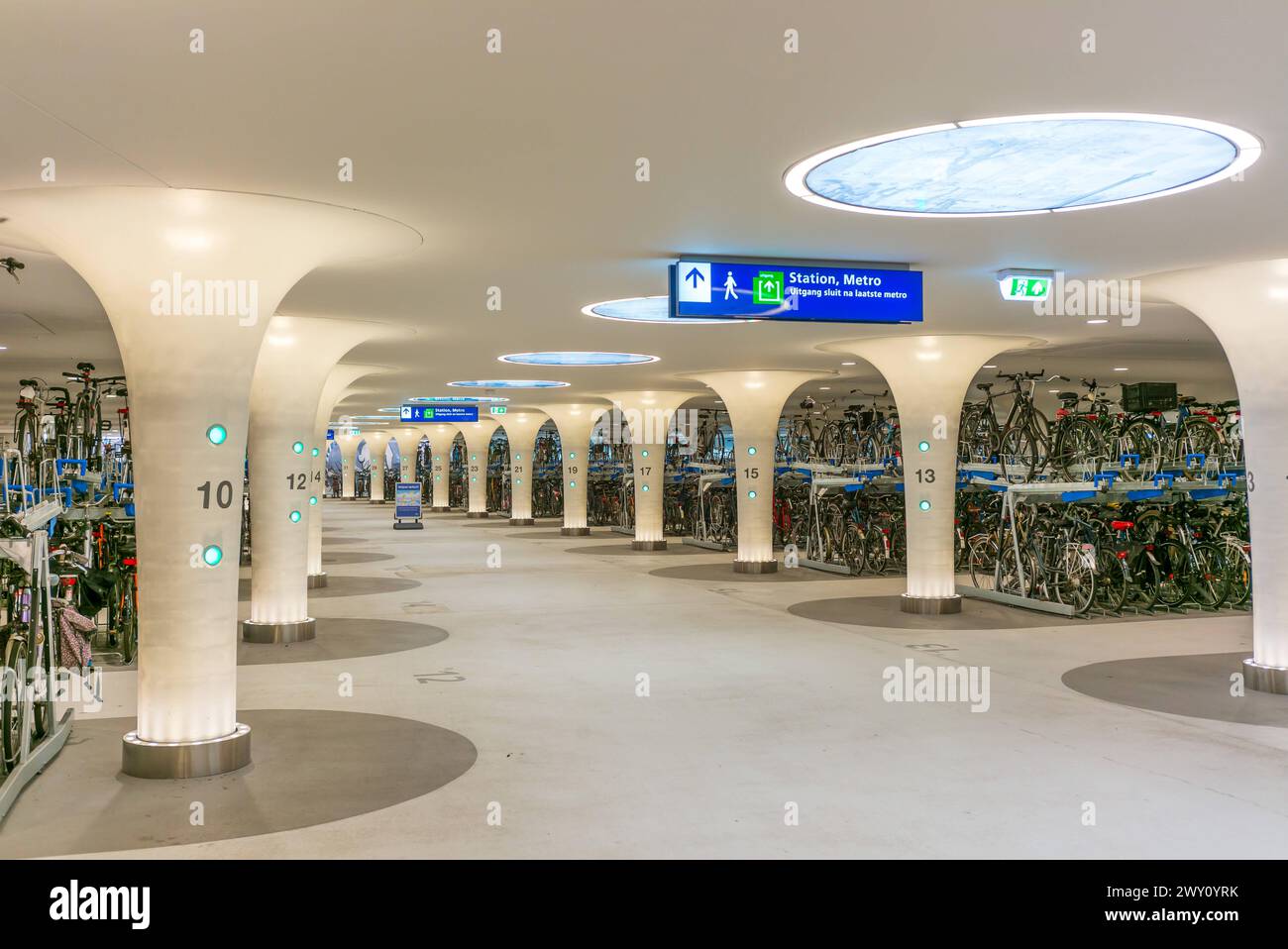 amsterdam, netherlands, 29 march 2024, underground bicycle garage under ...