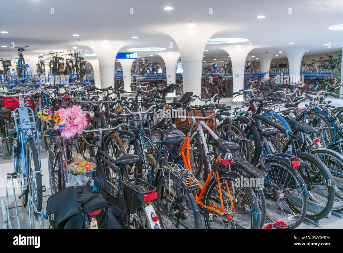 amsterdam, netherlands, 29 march 2024, underground bicycle garage under ...