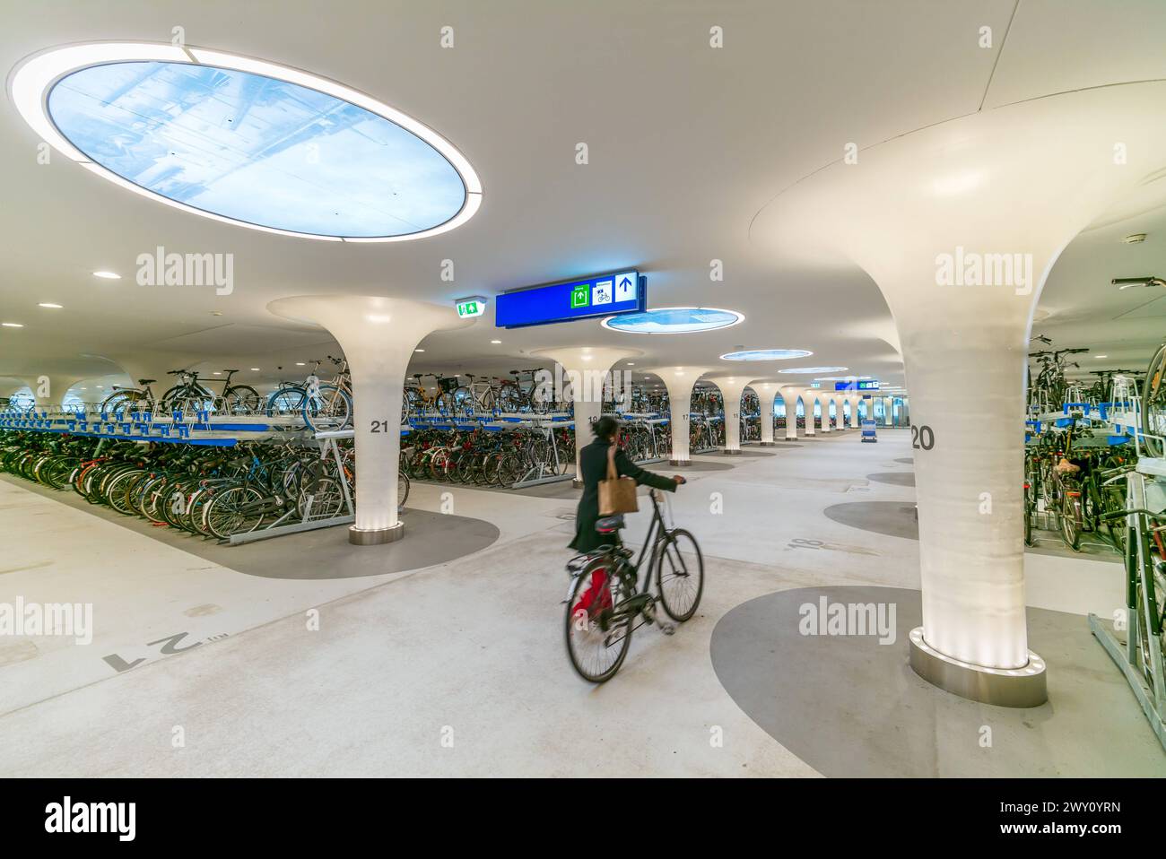 amsterdam, netherlands, 29 march 2024, underground bicycle garage under the railway stations ...