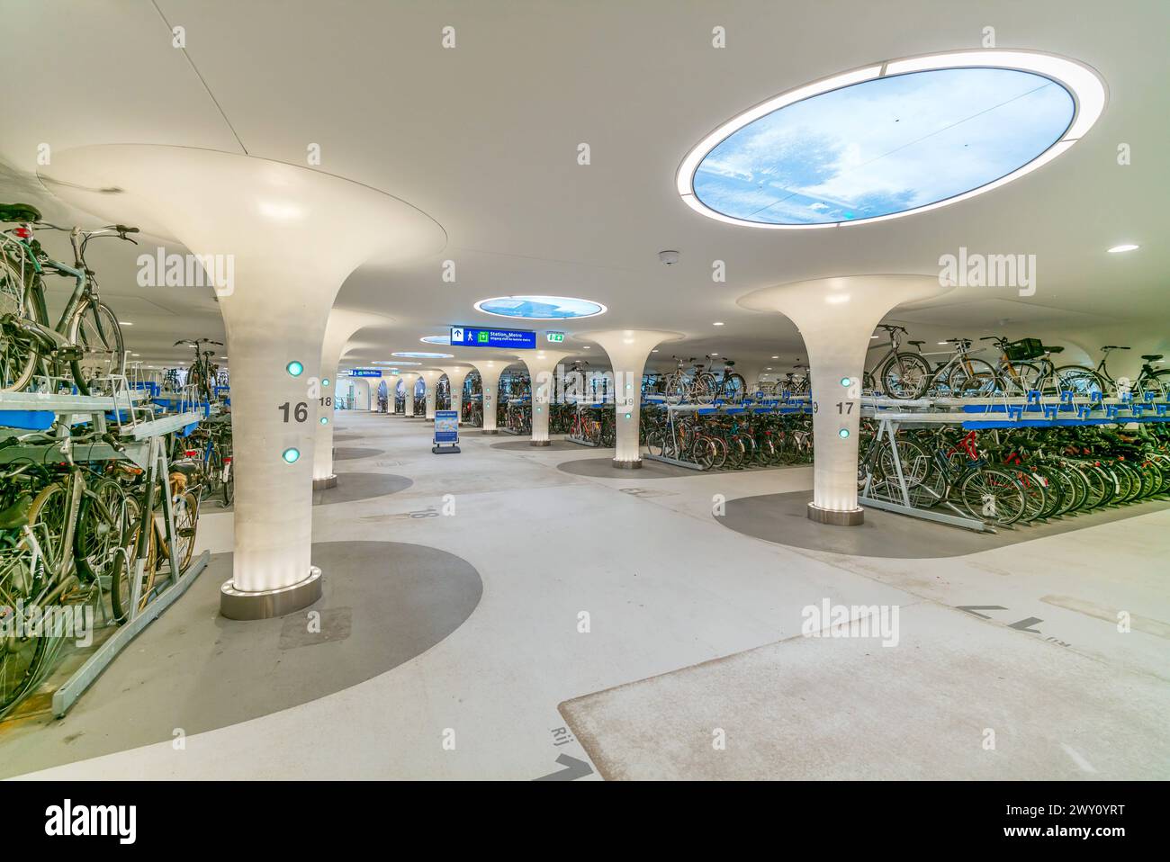amsterdam, netherlands, 29 march 2024, underground bicycle garage under ...