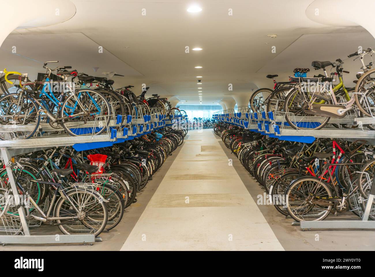 amsterdam, netherlands, 29 march 2024, underground bicycle garage under ...