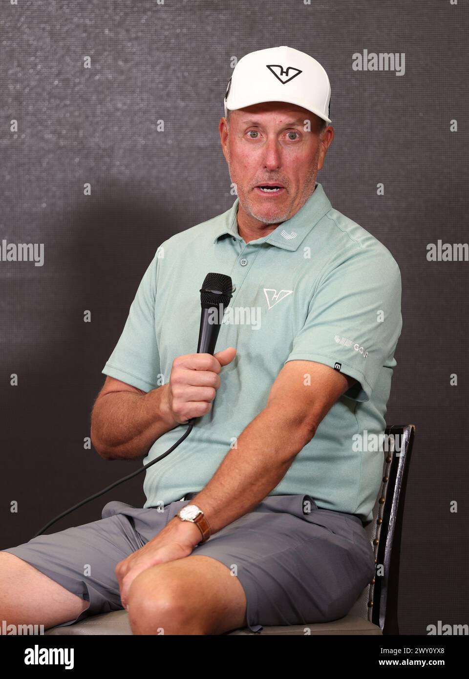 DORAL, FL-APRIL 3: Phil Mickelson (HyFlyers GC Captain) is seen during the LIV Miami Golf press ...