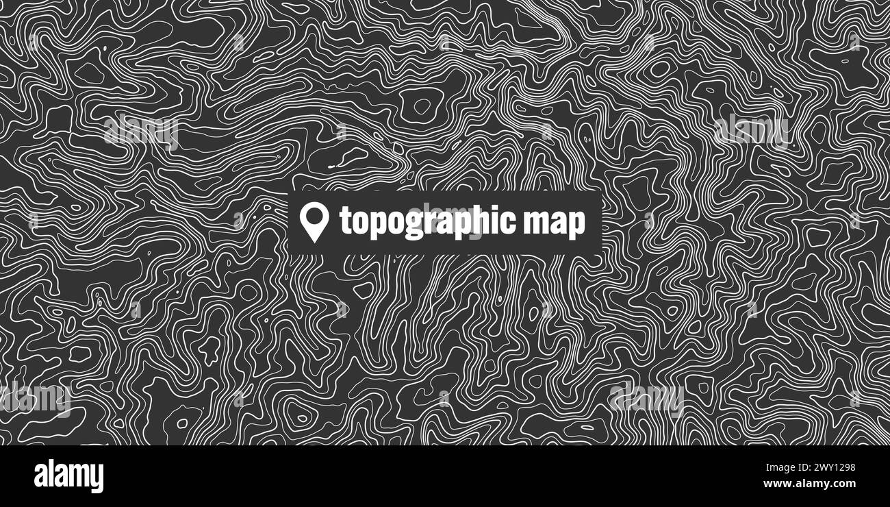 Topographic map with contour lines. Geographic terrain grid, relief ...