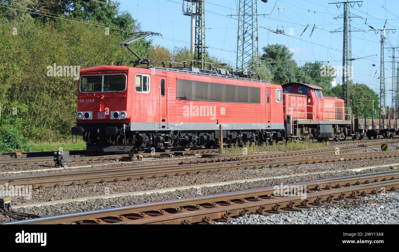 A class 155 heavy electric powered heavy freight locomotive with goods ...