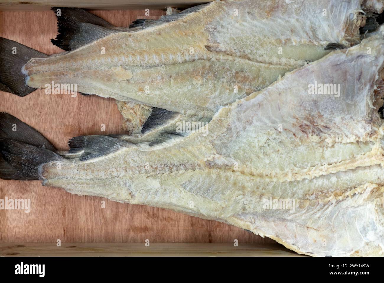 Crate with dried salted cod Stock Photo - Alamy
