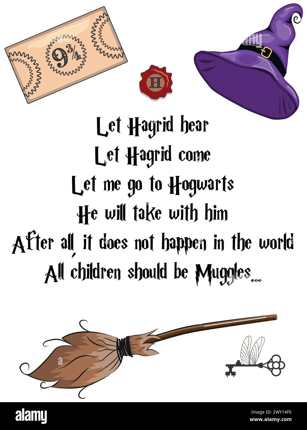Magic school poster, quote from a book about a boy wizard Stock Vector ...