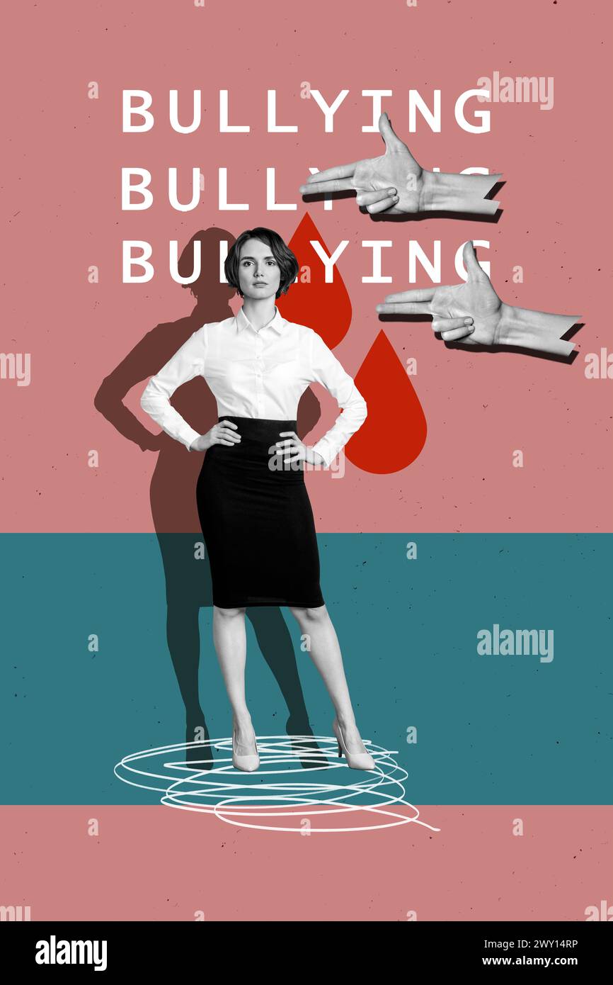 Creative abstract template collage of entrepreneur girl shoot hands ...