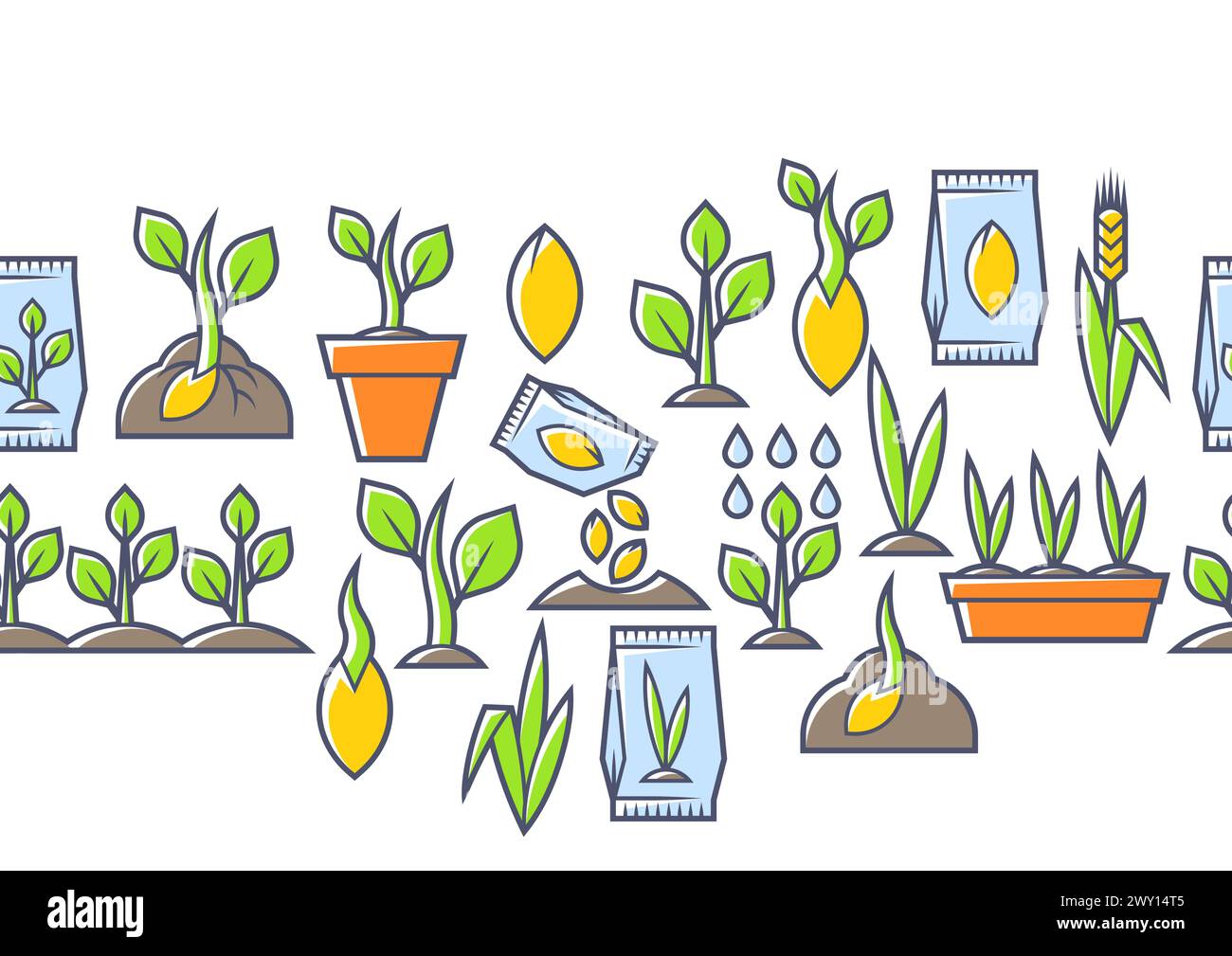 Planting seeds and growing pattern. Agricultural, cultivation and ...