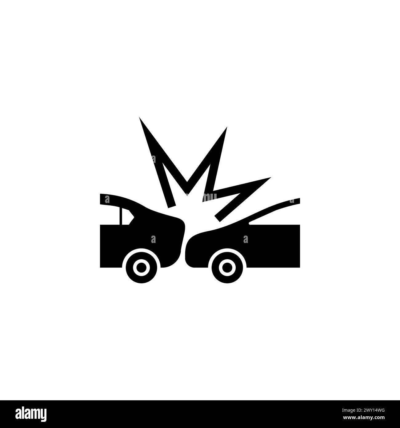 Crashed Cars flat vector icon. Simple solid symbol isolated on white ...