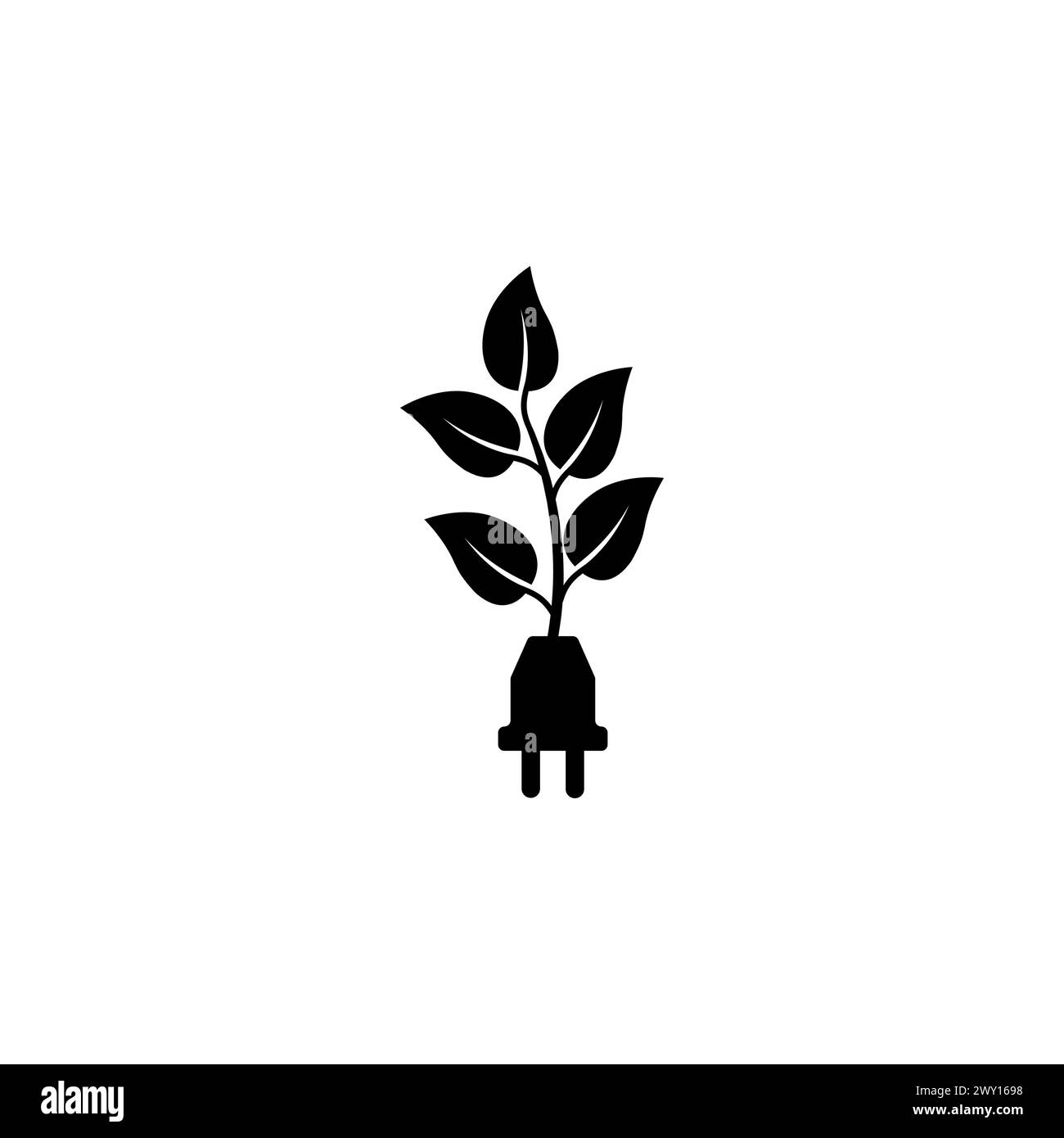 Leaf with Plug flat vector icon. Simple solid symbol isolated on white ...