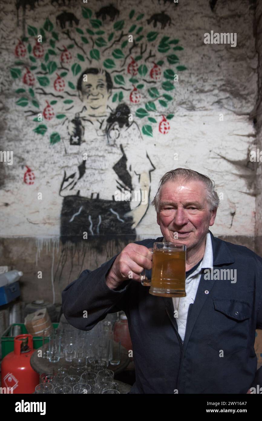 Roger Wilkins a traditional old fashioned cider farmer standing in ...