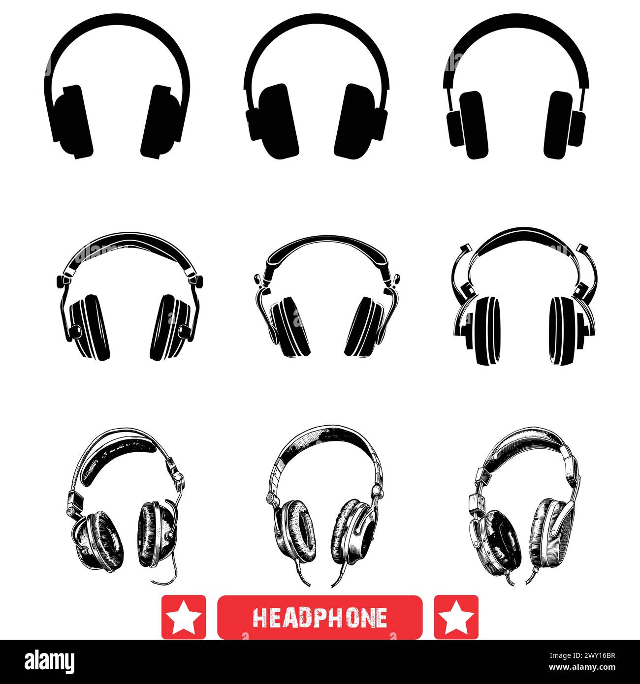 Listen Up Versatile Headphone Silhouette Collection for Graphic Artists ...